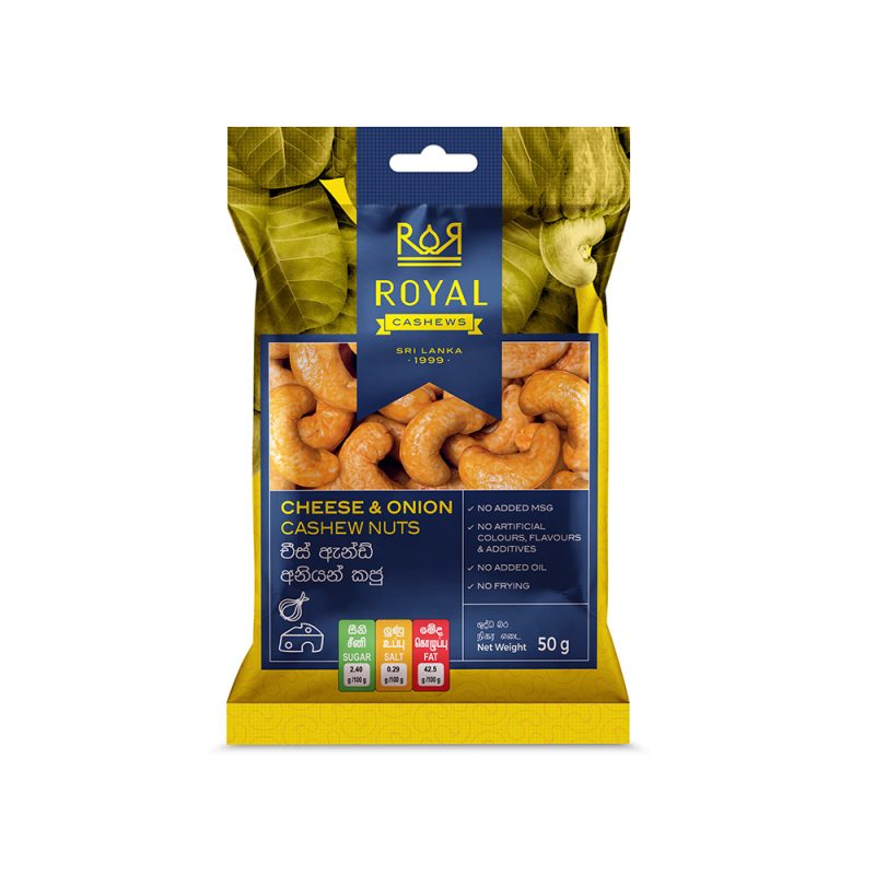 50g Cheese & Onion Cashew Nuts Pack - Royal Cashews